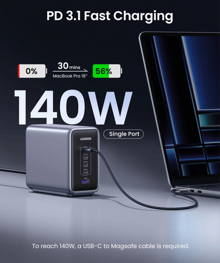 UGREEN Nexode 300W USB C GaN зарядное устройство-5 портов