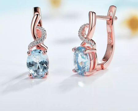 Серьги из серебра 925 пробы покрытые розовый золотом