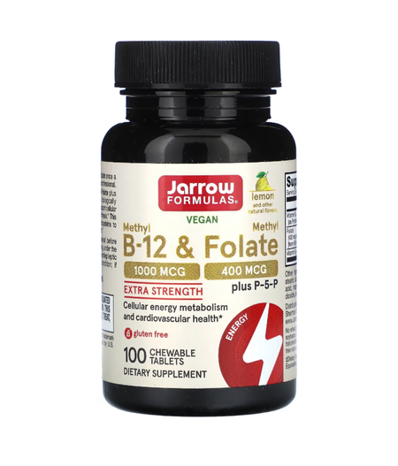 Jarrow Methyl B-12 & Folate 400mcg plus p-5-p(Vitamin b6) 100chewable