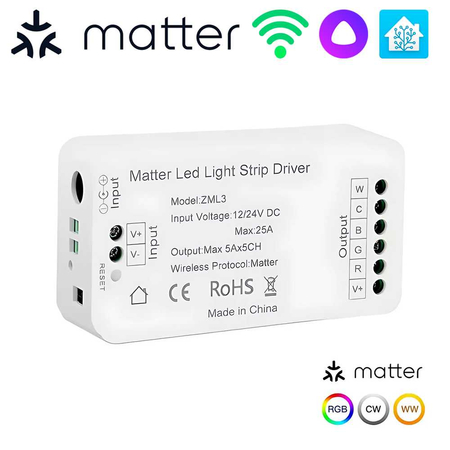 Контроллер светодиодной ленты RGB+CW с поддержкой Matter