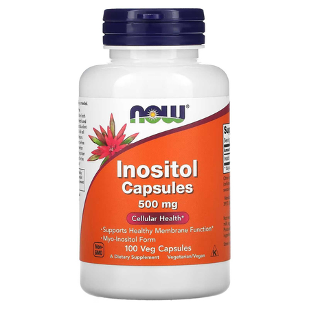 Inositol Capsules, 500 mg, 100 Kapsula, NOW Foods. Капсулы инозитола.