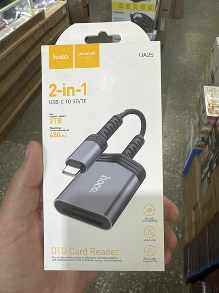 Картридер hoco UA25 для устройств с разъёмом Type-C на SD/MicroSD