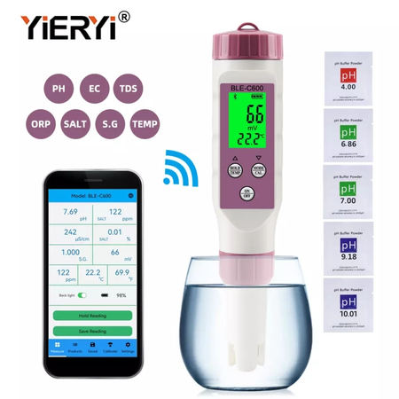 7та функция битта аппаратда: (PH, EC, TDS, ORP, SALT, S.G, TEMP)
