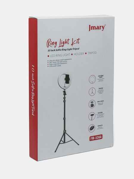 Лампа кольцевая светодиодная Jmary FM-536A со штативом, пультом