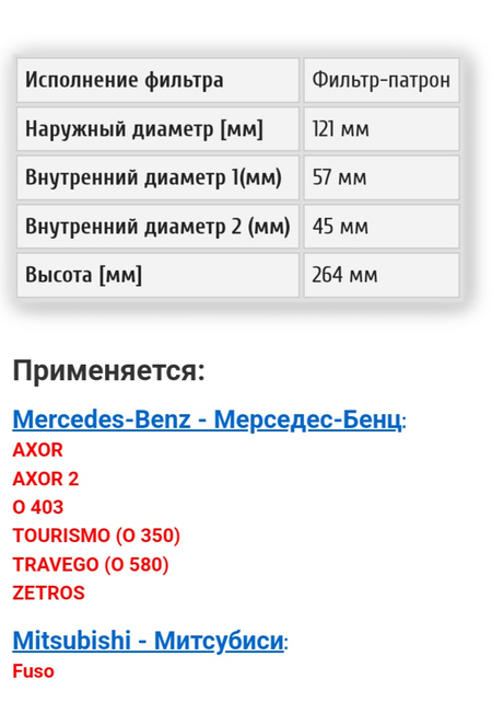 Фильтр масляный МВ Axor