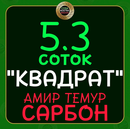 5.3 соток Амир Темур Сарбон махалла