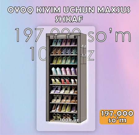 Oyoq kiyimlar uchun akuratni yigma shkaf
