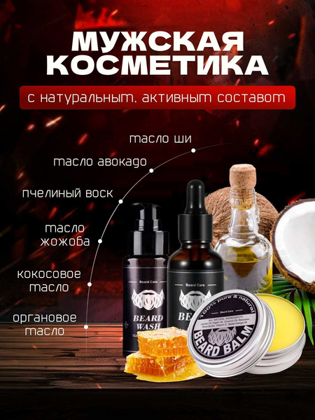Набор для роста бороды 11 в 1 мужчинам на подарок