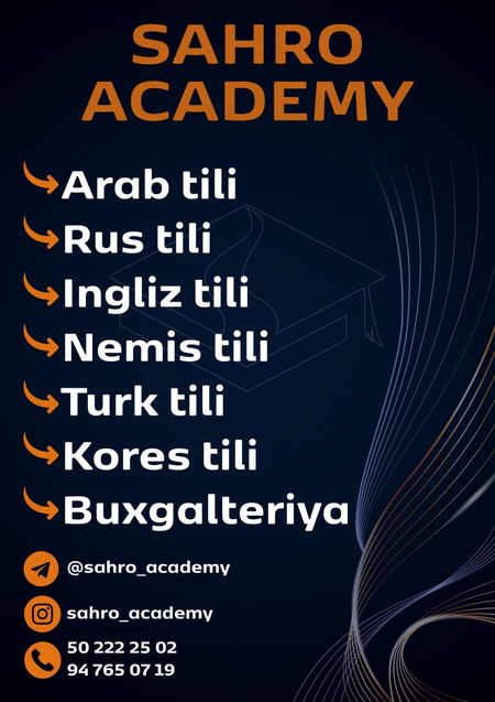 Sahro Academy o\\\'quv markaziga taklif qilamiz!