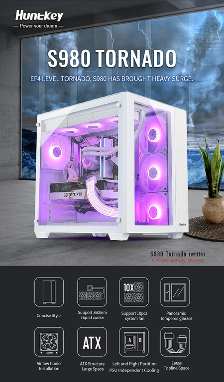 Продается Кейс Huntkey S980 Tornado Panorama White есть 2 вида..