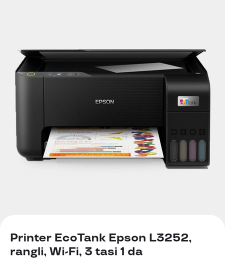 Printer Epson L3250 ecotank rangli, Wi-Fi, 3 tasi 1da