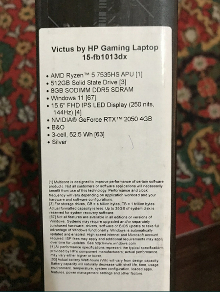 HP Victus 8/512gb