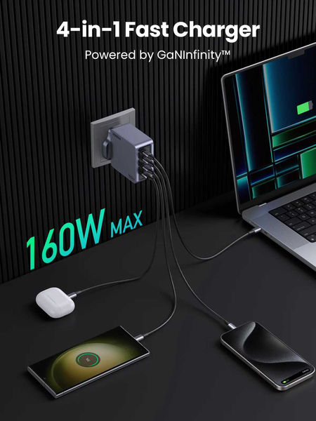 Зарядное устройство Ugreen Nexode Pro (160W 4-портовое GAN)