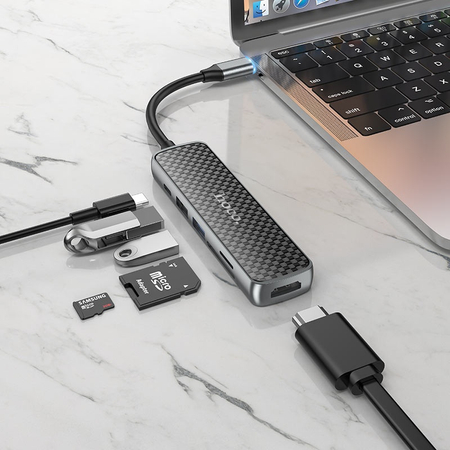 Type-C хаб hoco HB24 HDMI + USB3.0 + USB2.0 + SD + TF + PD