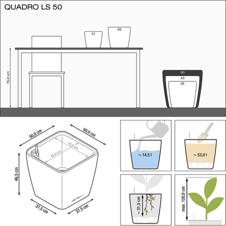 (Tuvak)- Немецкий горшок с автополивом Lechuza модели Quadro Premium
