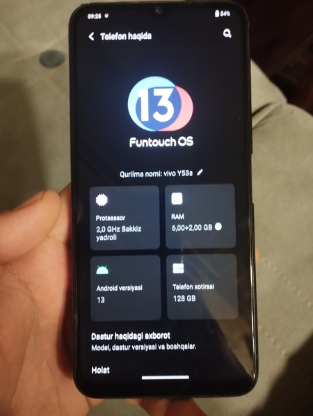 Vivo Y53s xoladi ideal dokument karopkalari bor