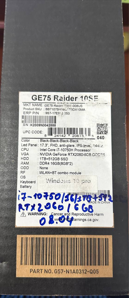 MSI GE 75 Raider 10SE