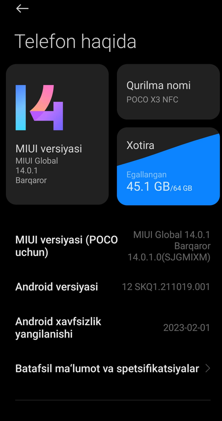 Poco X3   NFS. 6/64