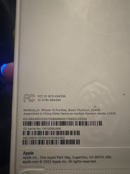 Iphone 15 pro max LLA 2ta