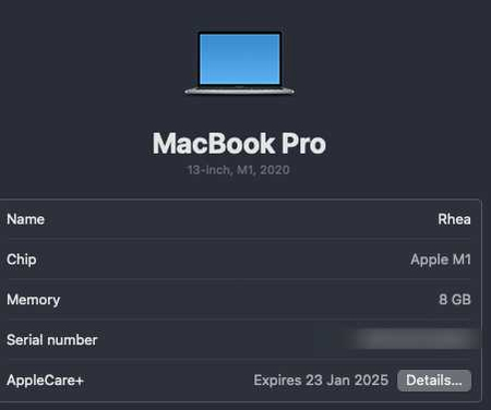 MacBook Pro 13-inch Space Gray M1 RAM-8GB 512GB SSD