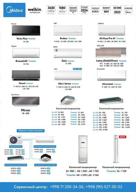 Здравствуйте, я представляем компанию Midea | Welkin 
Готовы п