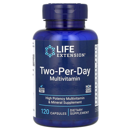 Life Extension, мультивитамины Two-per-day, 120 капсул