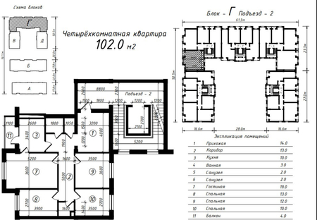 Махтумкули Жк POYTAXT RESIDENCE Коробка 6-этаж 4-комнат 102 м2 СРОЧНО!