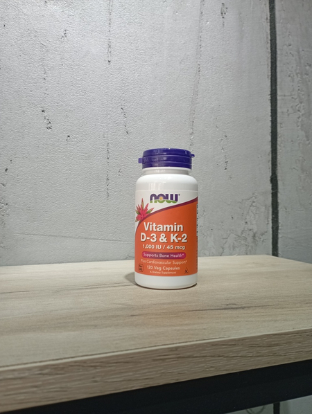 NOW Vitamin D-3 & K-2  1000IU/45mcg 120veg capsules