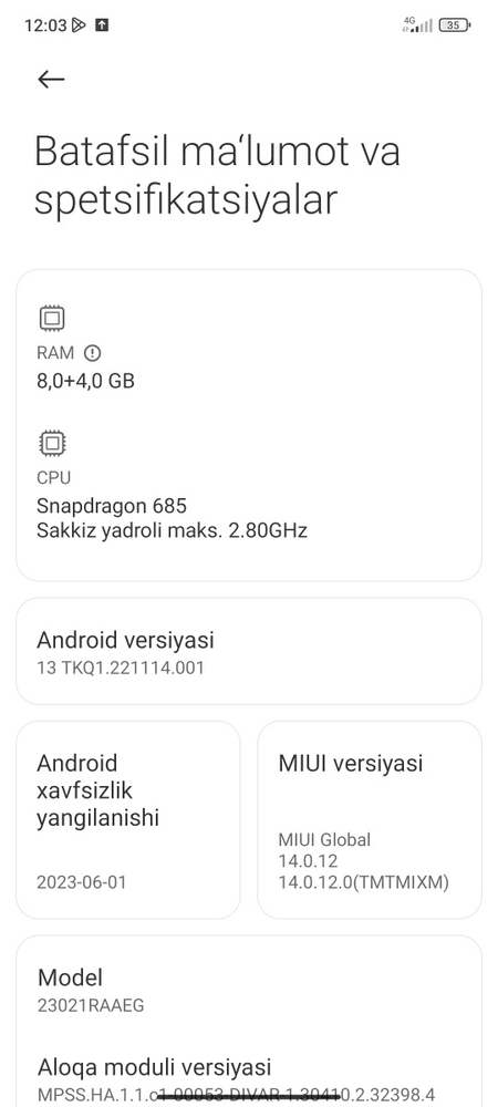 Redmi not 12  holati yangi bir hafta boʻldi olinganiga narxi 1.800