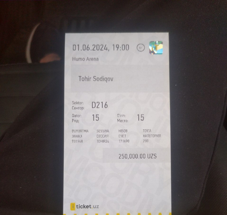 Tohir Sodiqov bilet