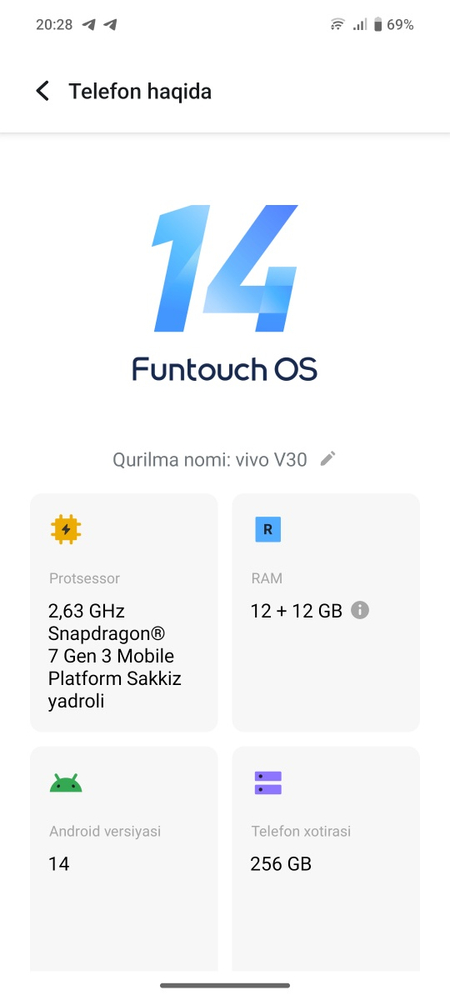 Vivo  v30  256/12