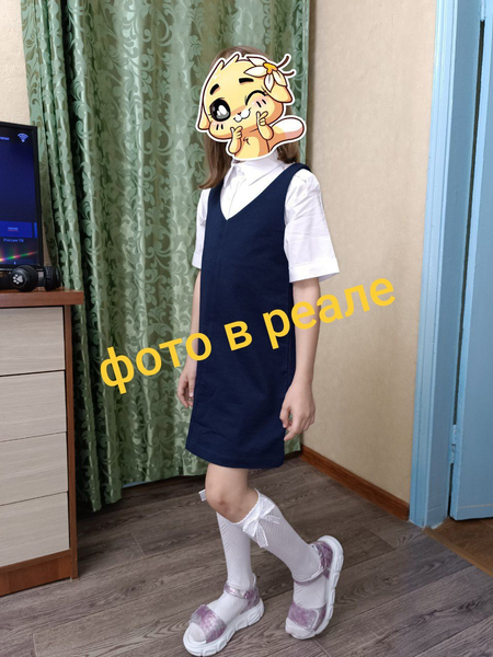 Тёмно-синий сарафан для школы