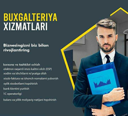 Buxgalteriya va Soliq xizmatlari (birinchi oy bepul)