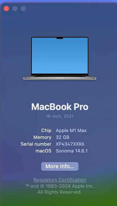 Macbook PRo 16 M1 MAX 32GB OZU 1TB SpaceGray
