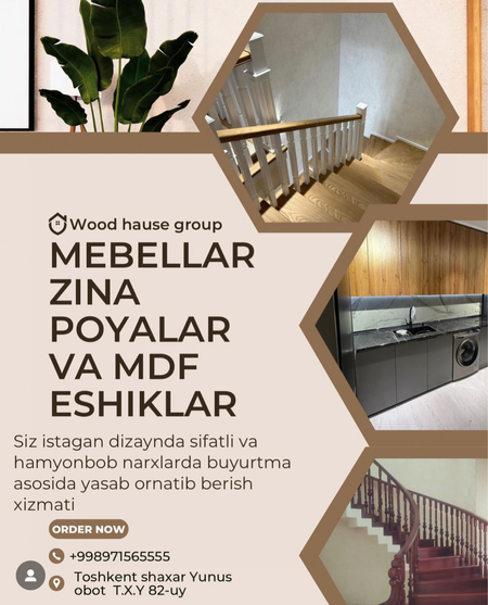 Zinapoyalr mdf eshiklar va oshxona mebellari yumshoq mebellar