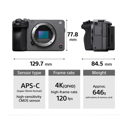 Sony FX30 Body, Sony G 15mm f1.4, CFExpress 320|160 GB Type A Card