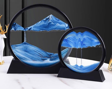 3 D песочные часы для декора интерьера стеклянные с ландшавтом гор