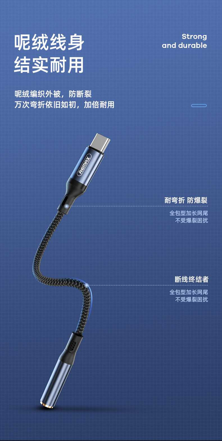 Remax Adapter Type-C Male To 3.5mm Female For iPad AUX Cable