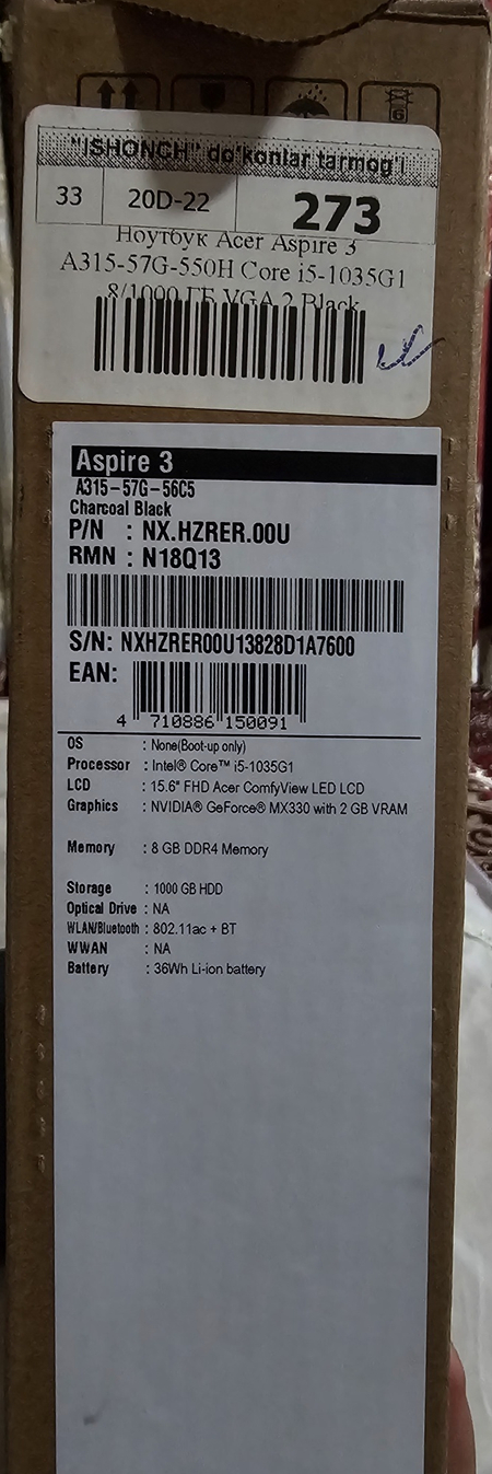 Acer aspire 3  core i5