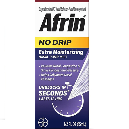 Afrin No Drip Extra Moisturizing, 12-часовой спрей для снятия заложенн