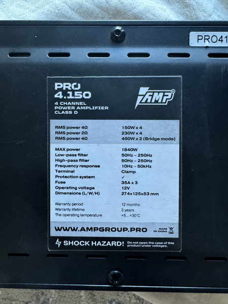 AMP 4.150. Pro 1800 wt. Усилитель