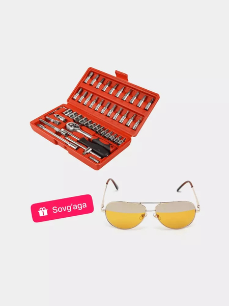 46 qismli asboblar tuplami | avtomobil uchun achki