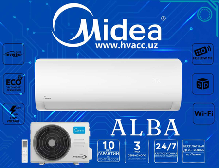 Кондиционер-12 Midea Alba 12000 Btu Inverter Low voltage до 105v