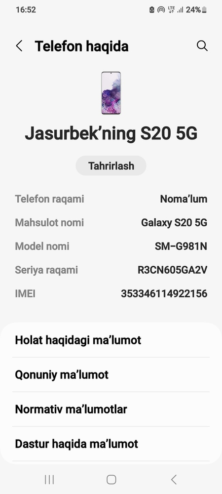 Samsung S20 5G 12 ozu\\\\128 GB