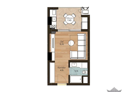 ЖК Prestige Gardens 1/5/14 30 кв.м