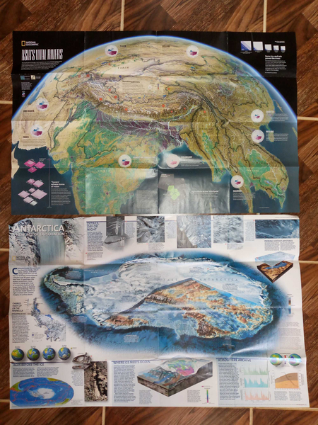 Редкие карты National Geographic Эверест,Антарктида. 20 тыс 2 шт