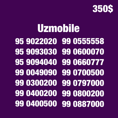 Uzmobile gold chiroyli raqamlari/Золотые красивые номера Узмобайл