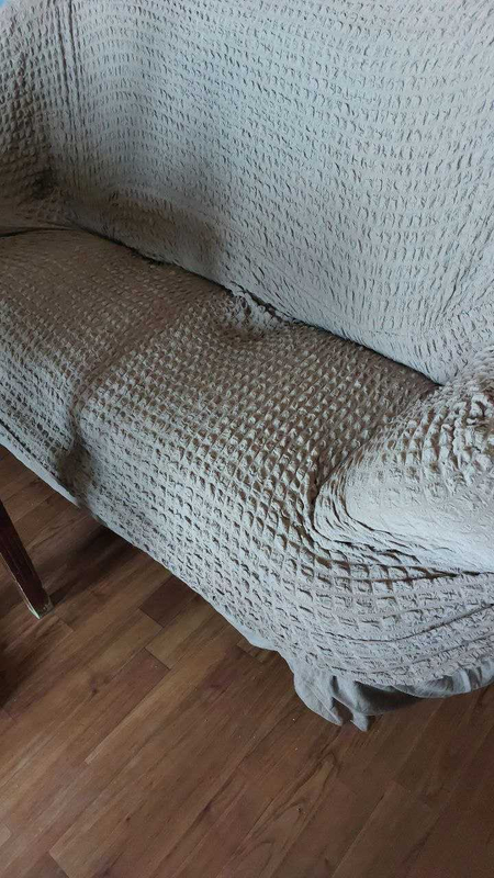 Диван и кресло с чехлами
