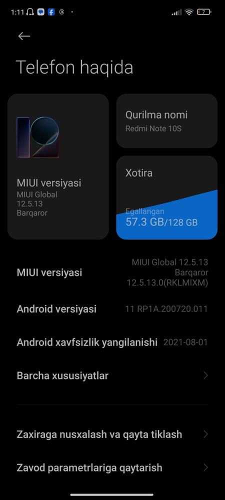 Redmi Not 10s. Garantiyasi bilan