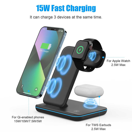 Беспроводная зарядная станция 3в1 Qi для iPhone / Watch / Airpods